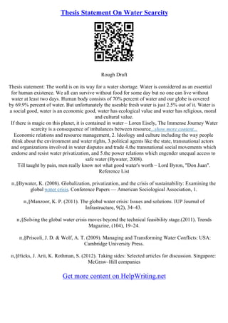 Scarcity Of Water Essay | PDF