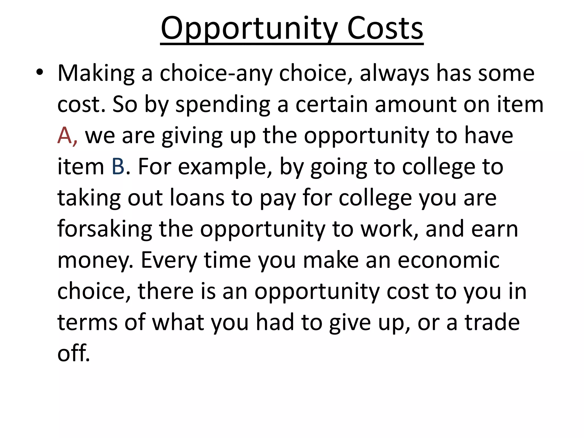 Scarcity, trade off, opportunity cost | PPTX