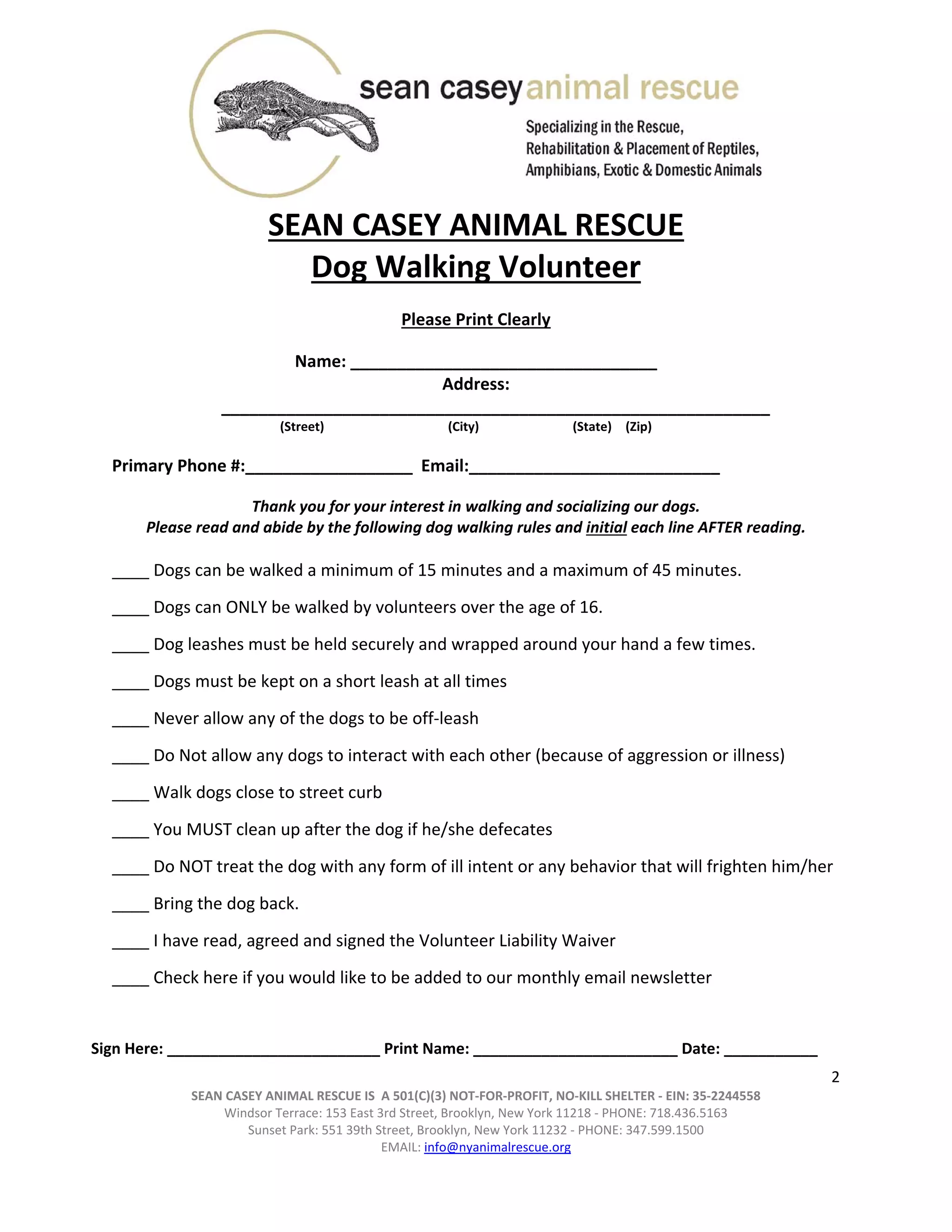 DOG WALKER VOLUNTEER PACKAGE | PDF