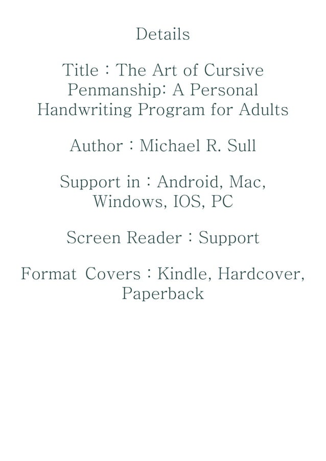 Scarica&Lis The Art of Cursive Penmanship: A Personal Handwriting ...