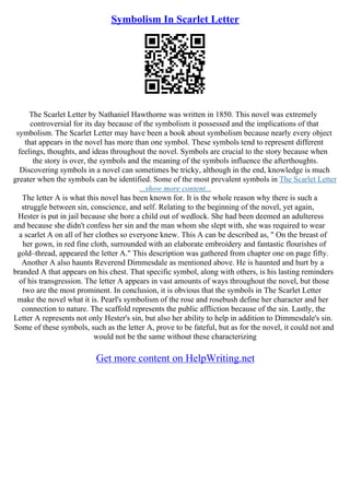 Scarlet Letter Symbolism Essay | PDF