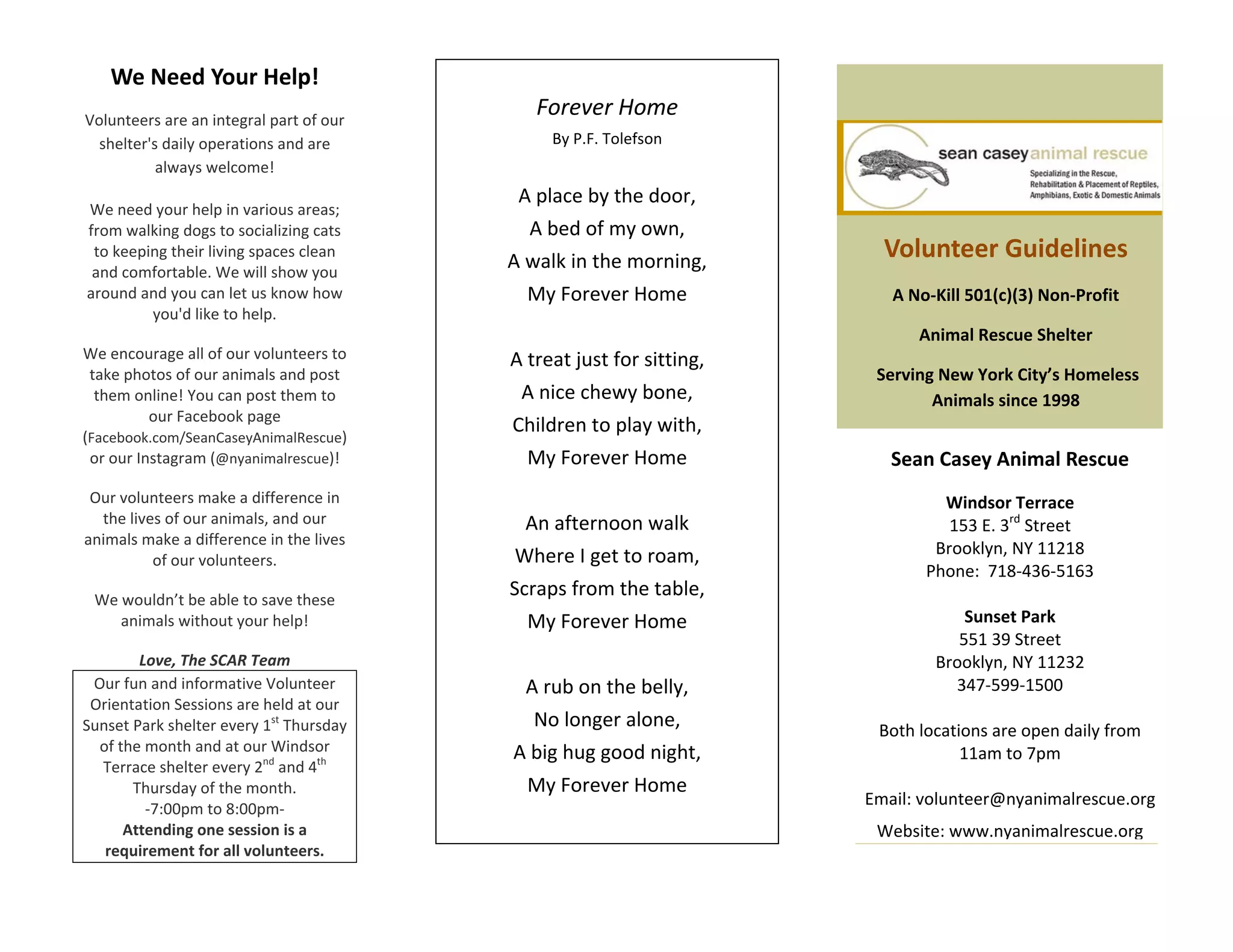 SUNSET PARK VOLUNTEER GUIDELINES | PDF