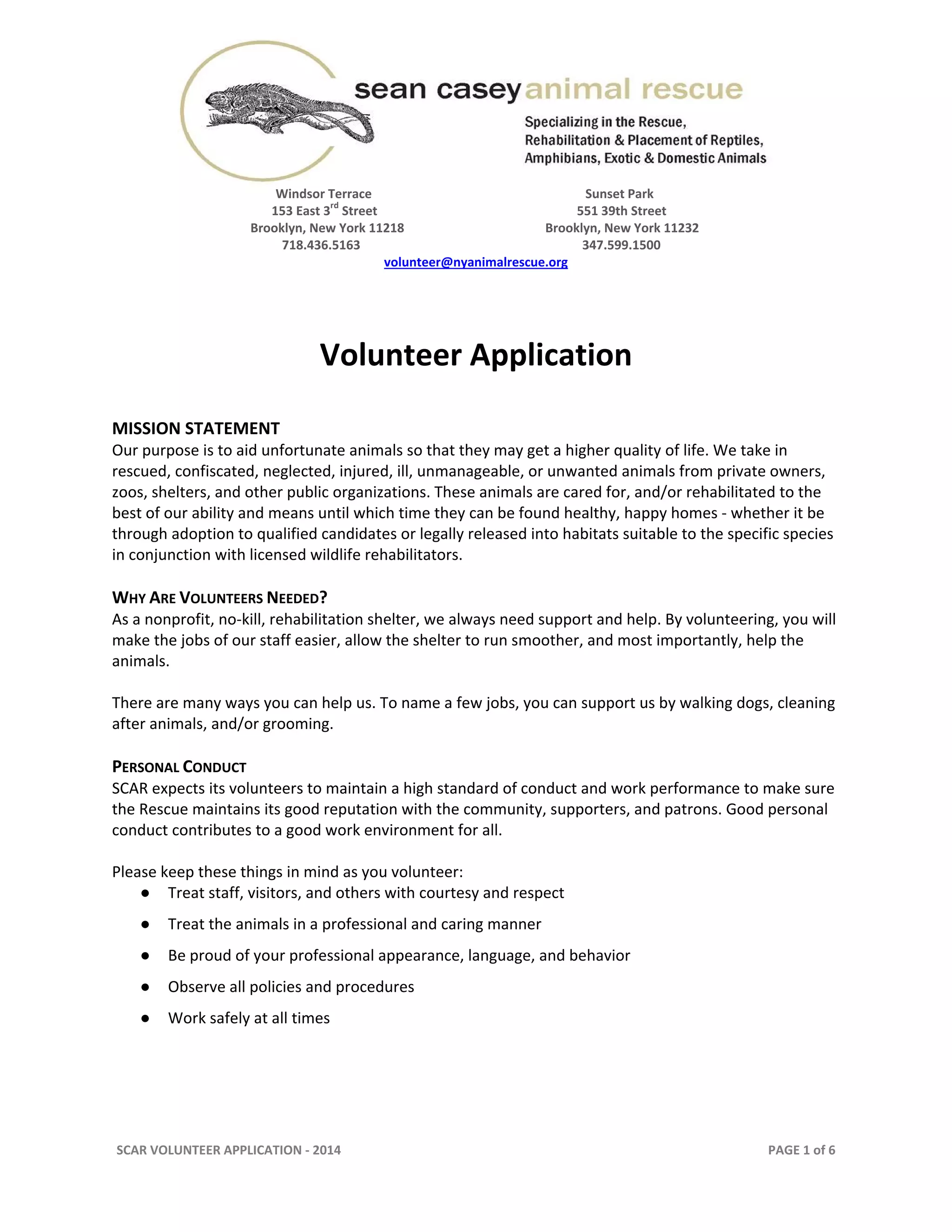 VOLUNTEER APPLICATION | PDF