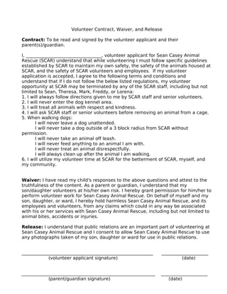 MINOR (under 18) VOLUNTEER APPLICATION | PDF