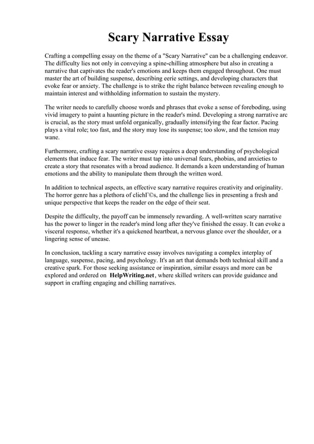 Scary Narrative Essay | PDF | Death, Injury, or Military Conflict ...