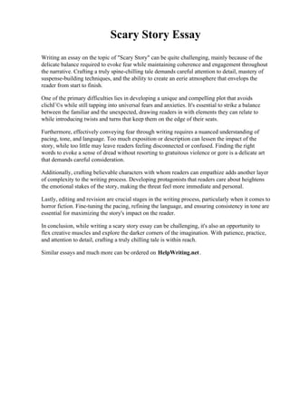 Scary Story Essay | PDF