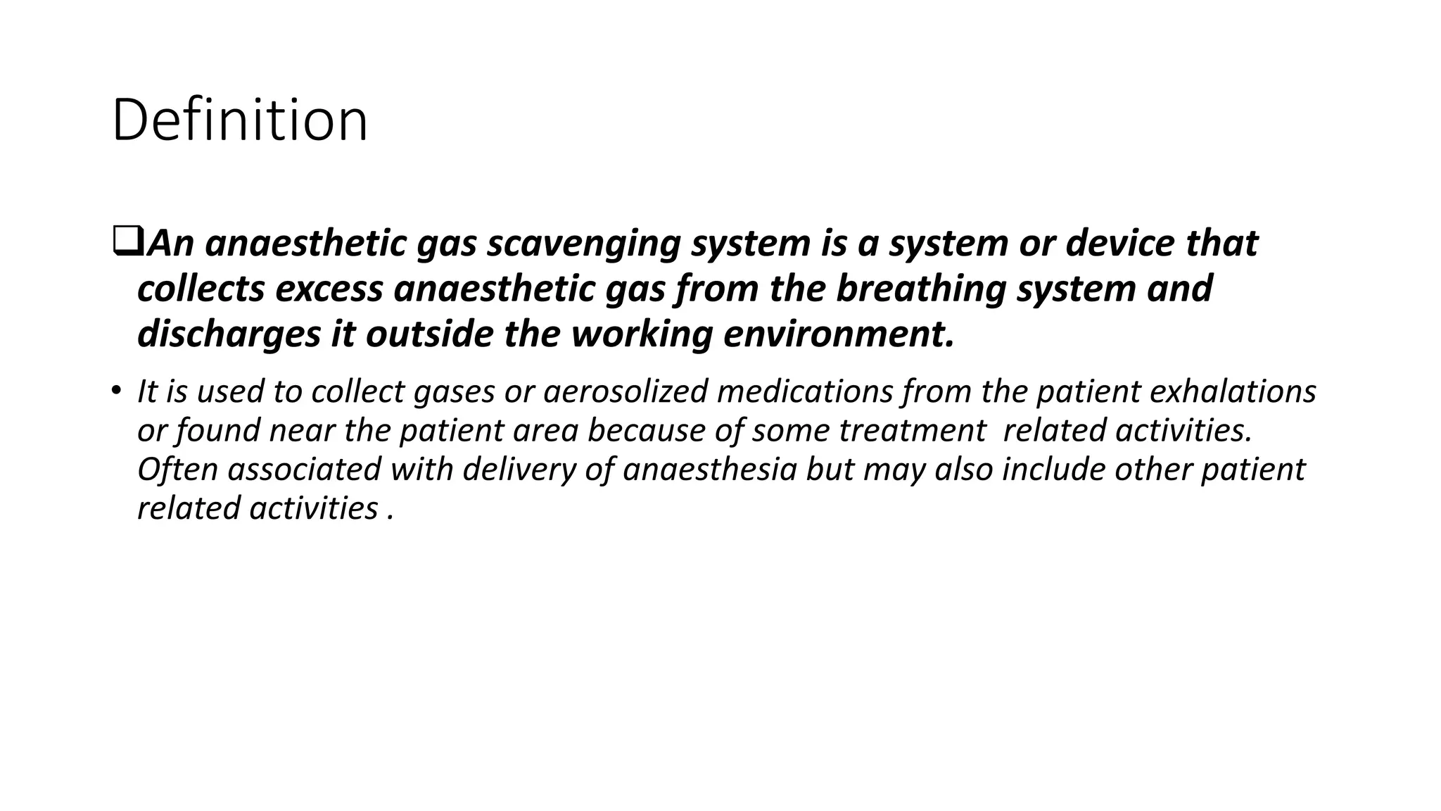Scavenging of waste anaesthetic gases. | PPTX