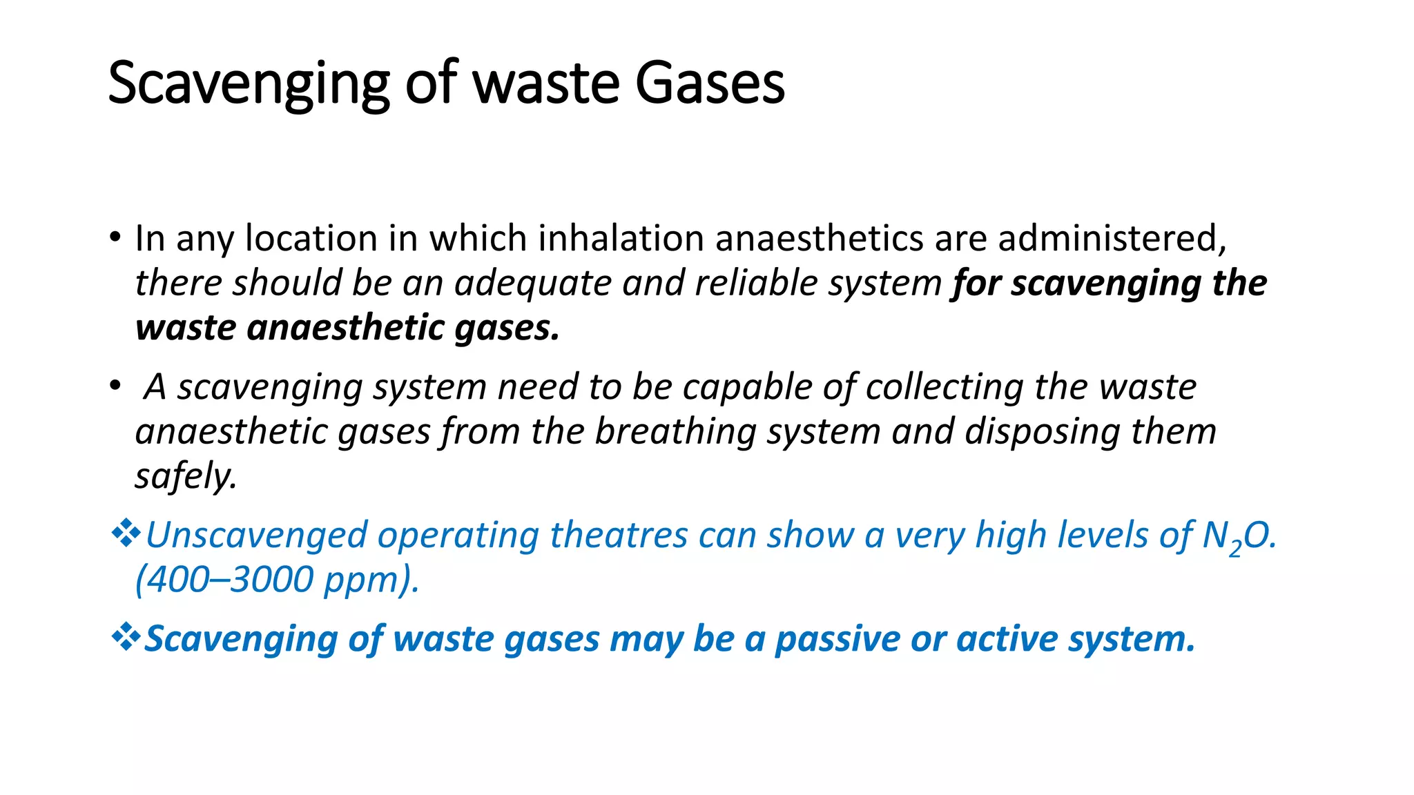 Scavenging of waste anaesthetic gases. | PPTX