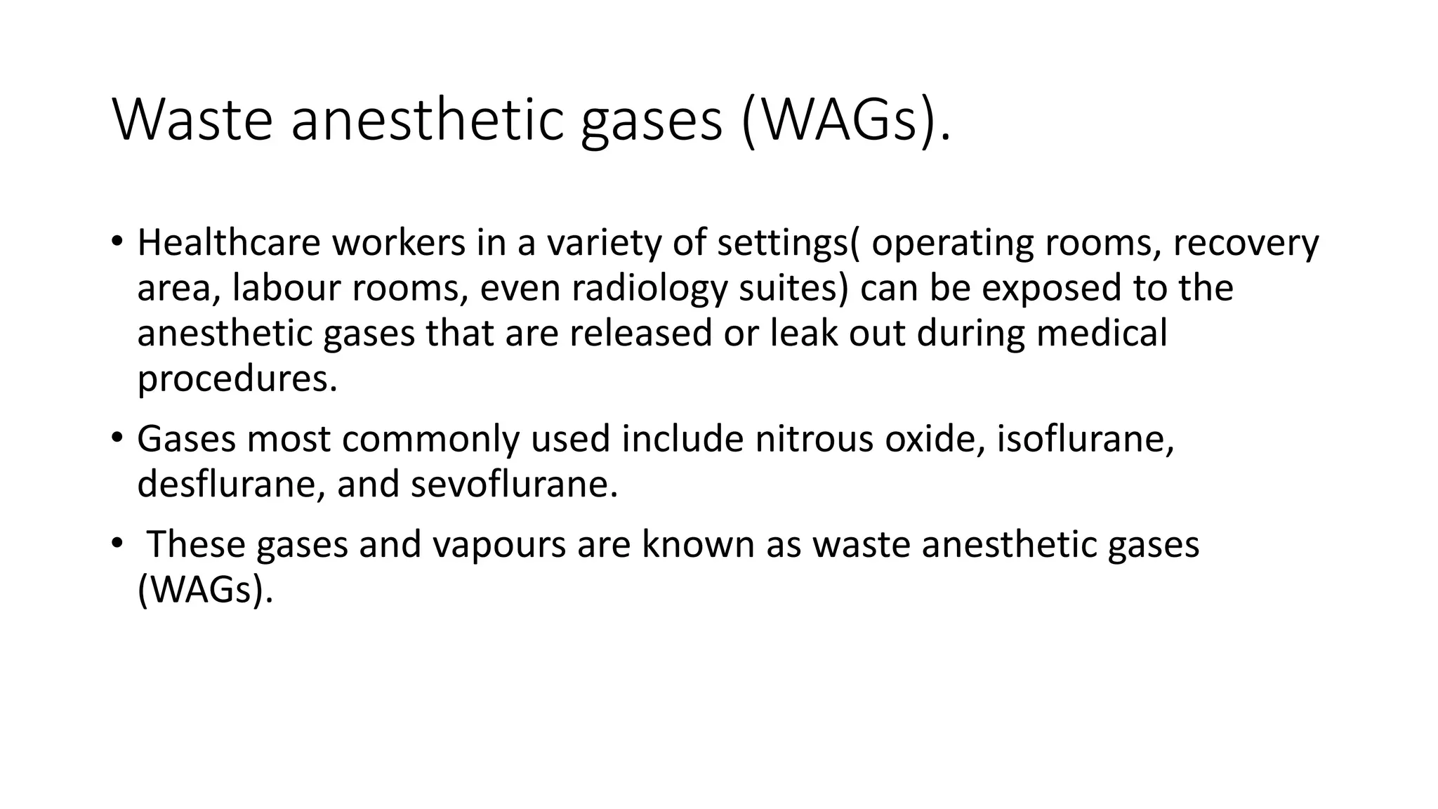 Scavenging of waste anaesthetic gases. | PPTX