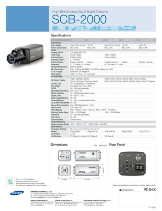 Samsung Techwin SCB-2000 Data Sheet | PDF