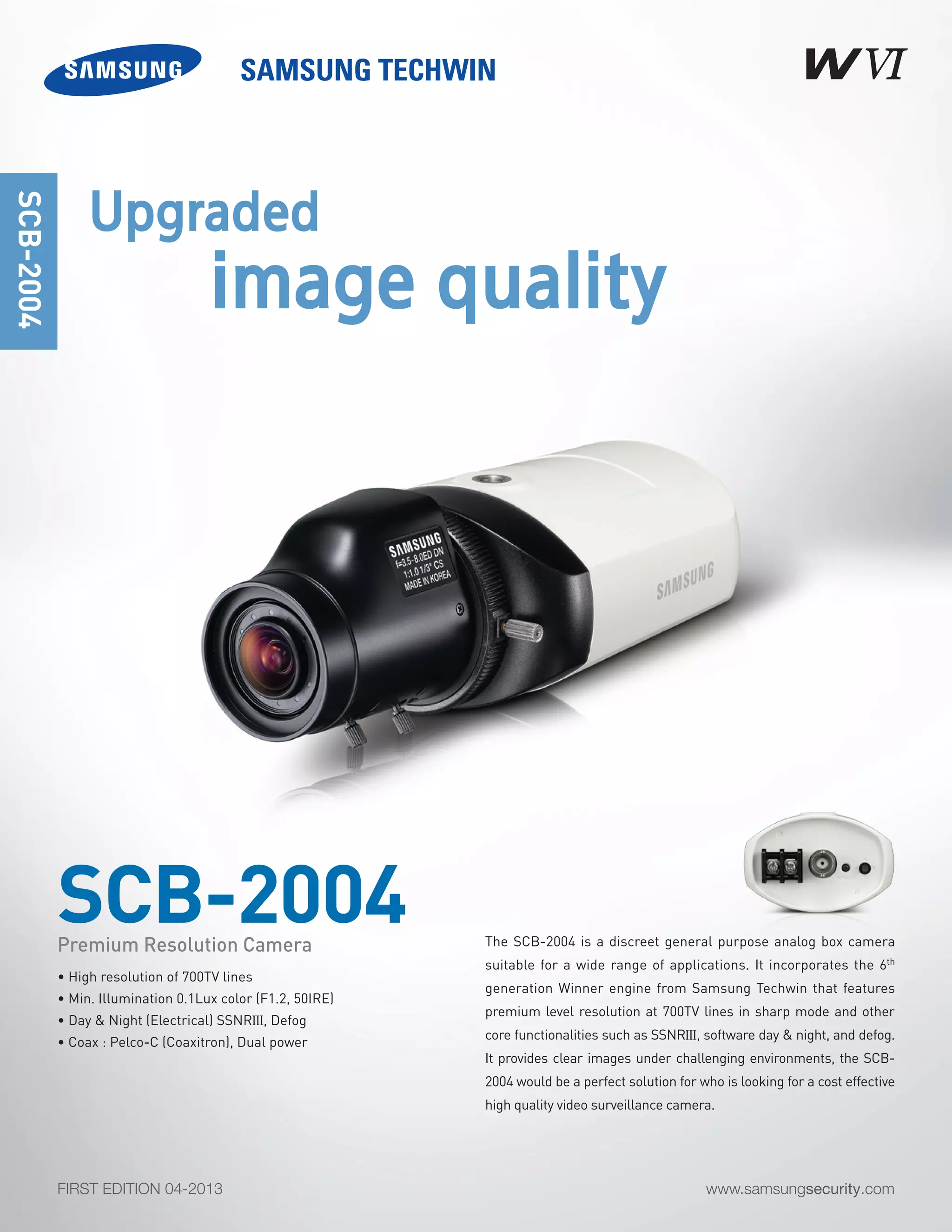 Samsung Techwin SCB-2004 Data Sheet | PDF