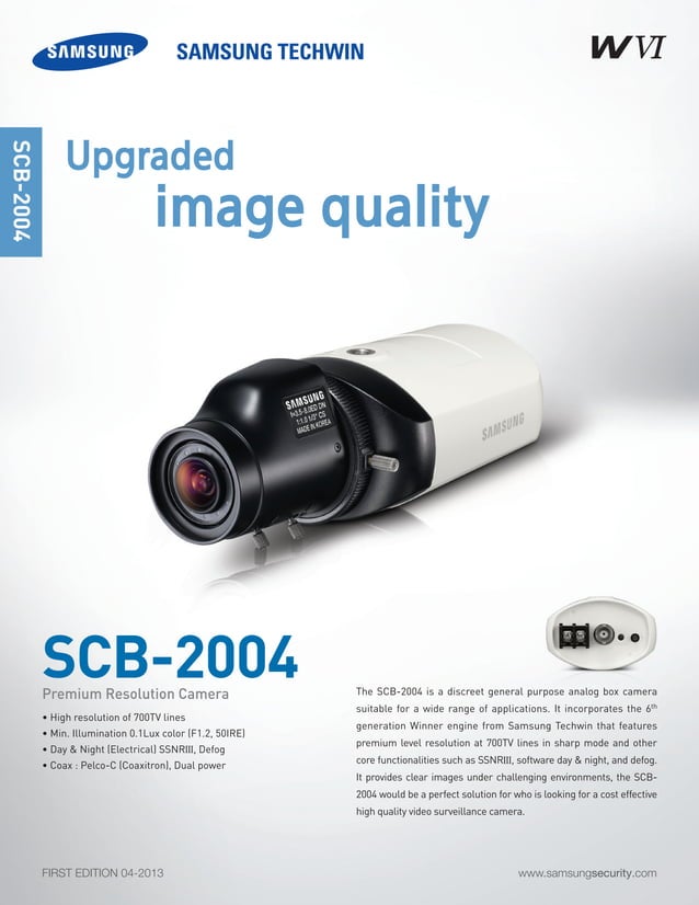 Samsung Techwin SCB-2004 Data Sheet | PDF