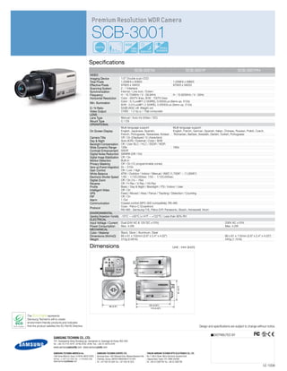 Samsung Techwin SCB-3001 Data Sheet | PDF