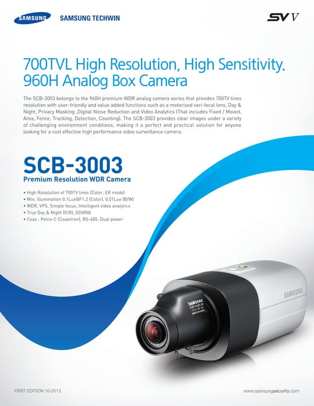 Samsung Techwin SCB-3003 Data Sheet | PDF