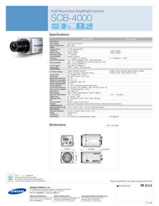 Samsung Techwin SCB-4000 Data Sheet | PDF
