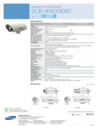 Samsung Techwin SCB-9080 Data Sheet | PDF