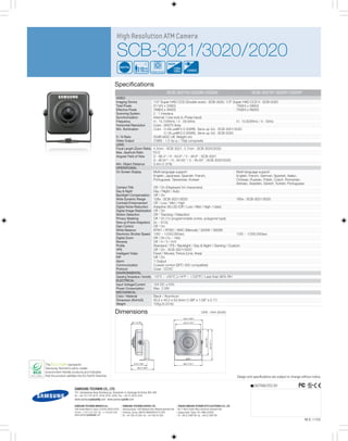 Samsung Techwin SCB-3020 Data Sheet | PDF