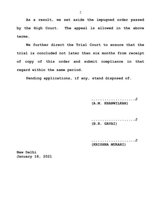 Sc bail to undertrial order 18-jan-2021 | PDF