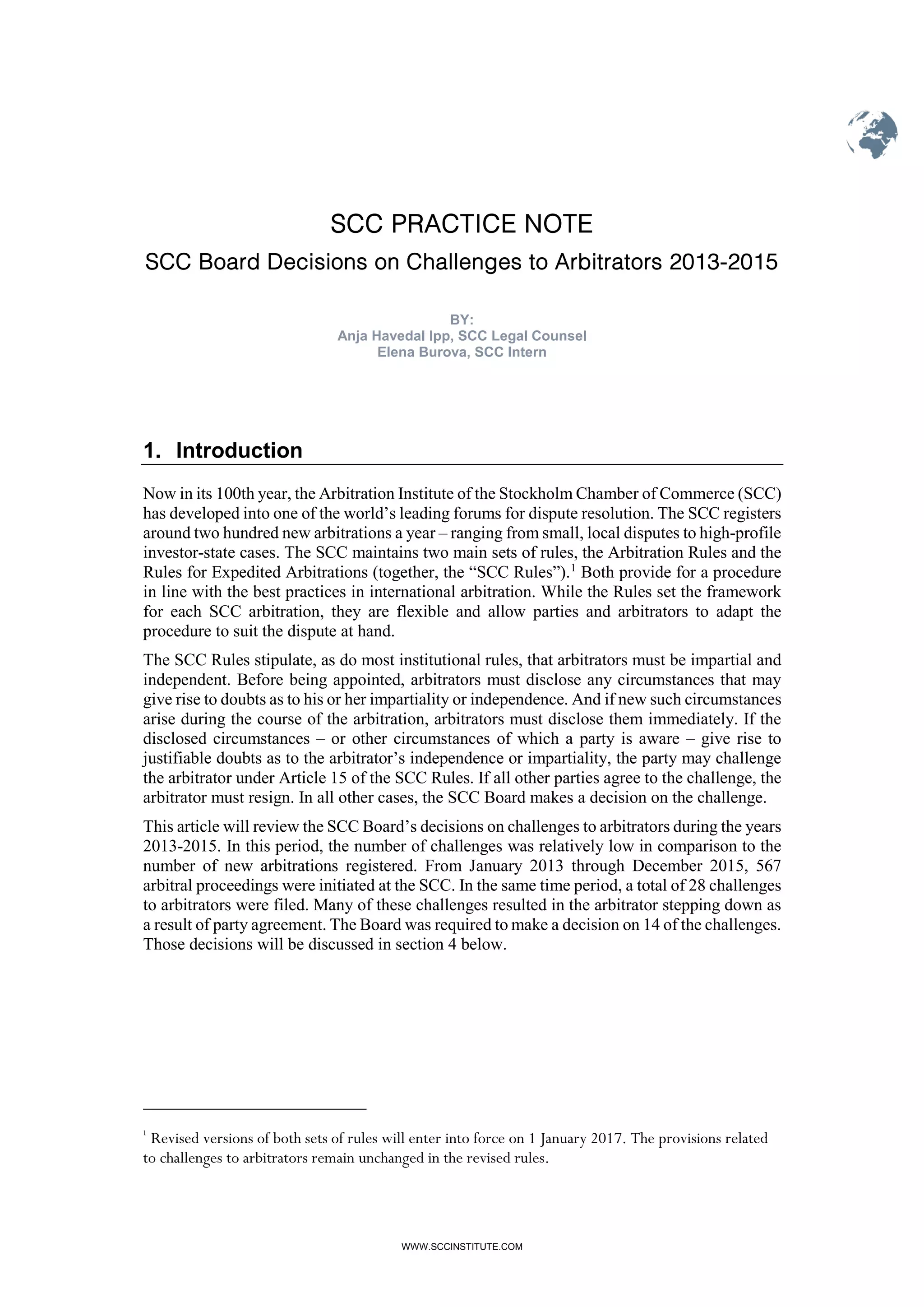 Scc decisions-on-challenges-to-arbitrators-2013-2015 | PDF