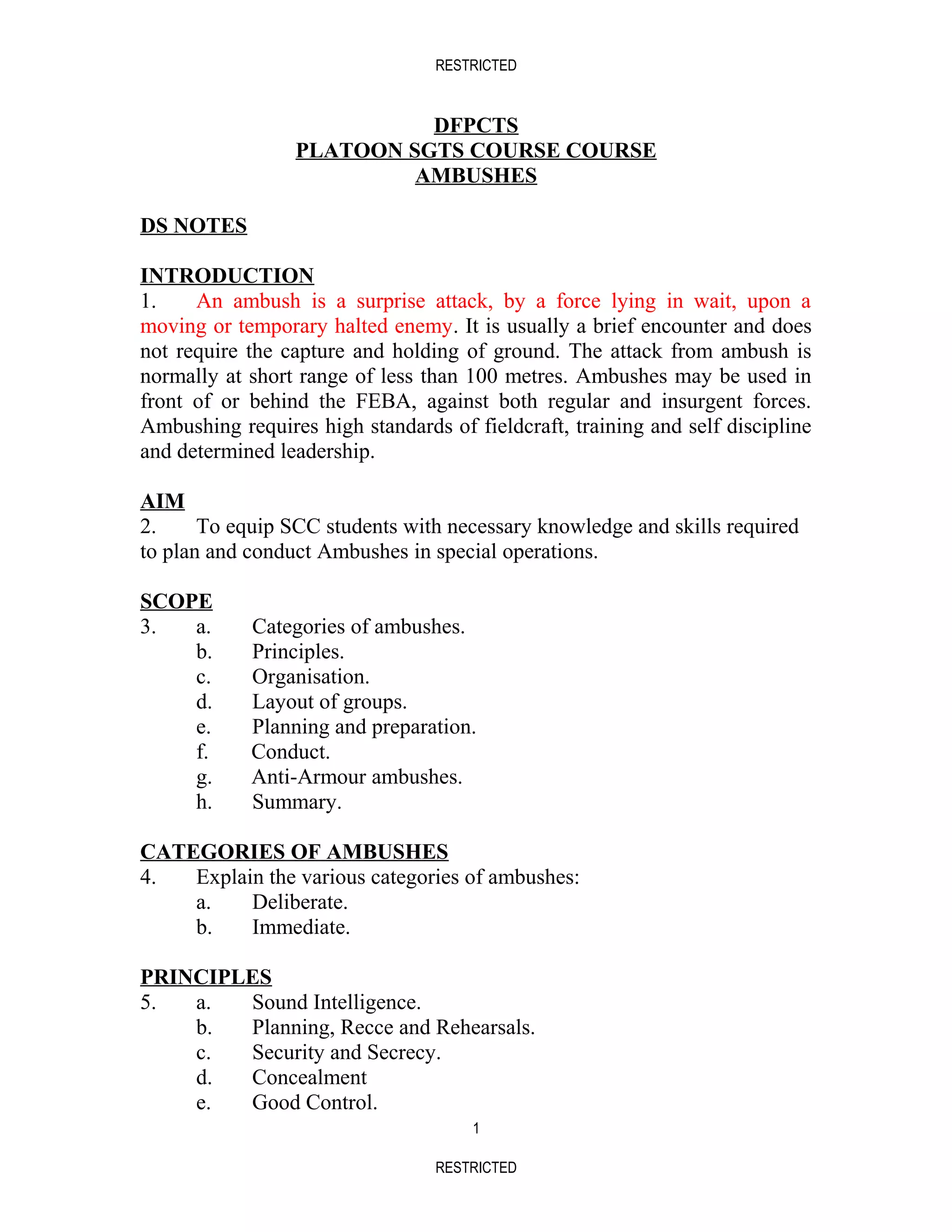 Scc ambush ds notes (revised) | DOC