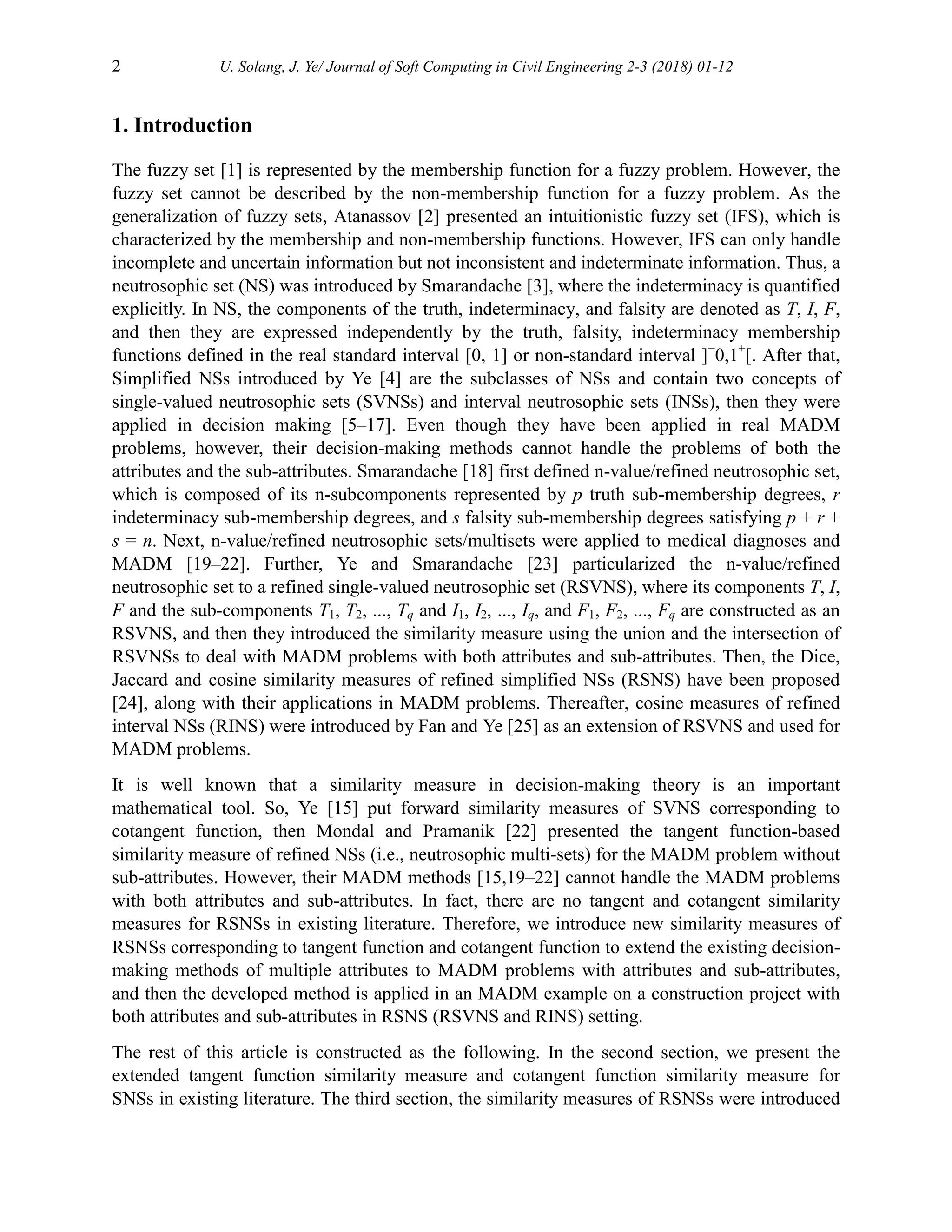 Refined Simplified Neutrosophic Similarity Measures Based on Trigonometric Function and Their ...