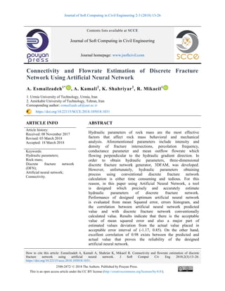 Connectivity and Flowrate Estimation of Discrete Fracture Network Using Artificial Neural ...