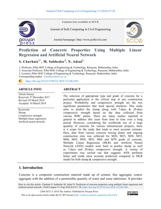 Prediction of Concrete Properties Using Multiple Linear Regression and ...