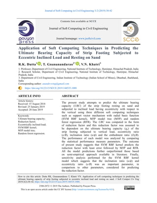 Application of Soft Computing Techniques in Predicting the Ultimate Bearing Capacity of Strip ...