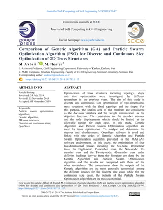 Comparison of Genetic Algorithm (GA) and Particle Swarm Optimization Algorithm (PSO) for ...