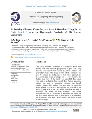 Estimating Channel Cross Section Runoff Overflow Using Fuzzy Rule Based System: A Hydrologic ...