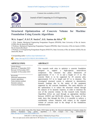 Structural Optimization of Concrete Volume for Machine Foundation Using ...