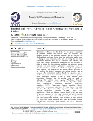 Physical and Physic-Chemical Based Optimization Methods: A Review | PDF