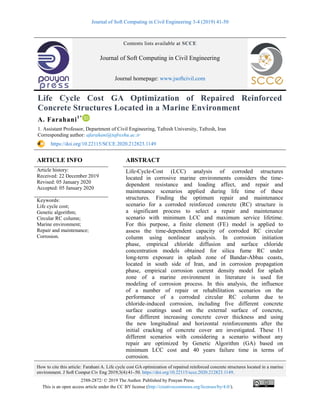 Life Cycle Cost GA Optimization of Repaired Reinforced Concrete ...