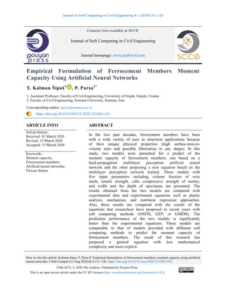 Empirical Formulation of Ferrocement Members Moment Capacity Using Artificial Neural Networks | PDF