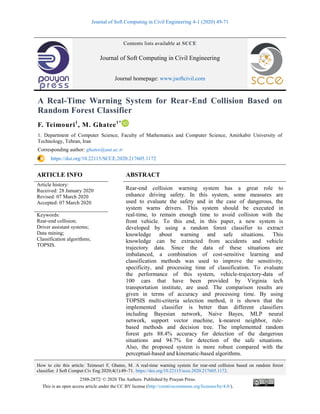 A Real-Time Warning System for Rear-End Collision Based on Random Forest Classifier | PDF