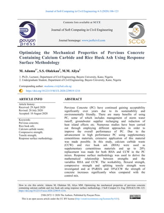 Optimizing the Mechanical Properties of Pervious Concrete Containing ...