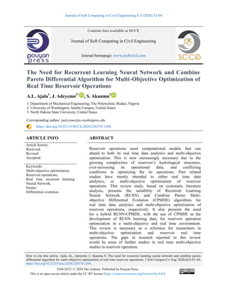 The Need for Recurrent Learning Neural Network and Combine Pareto Differential Algorithm for ...