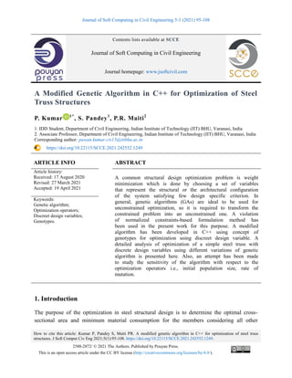 A Modified Genetic Algorithm in C++ for Optimization of Steel Truss Structures | PDF