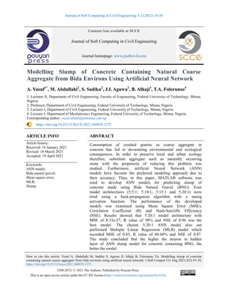 Modelling Slump of Concrete Containing Natural Coarse Aggregate from ...