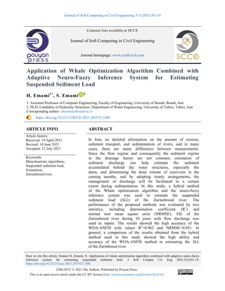 Application of Whale Optimization Algorithm Combined with Adaptive Neuro-Fuzzy Inference System ...