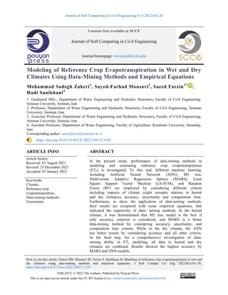 Modeling of Reference Crop Evapotranspiration in Wet and Dry Climates ...