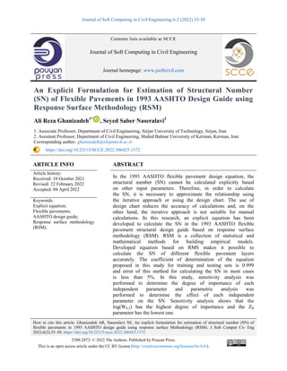 An Explicit Formulation for Estimation of Structural Number (SN) of Flexible Pavements in 1993 ...