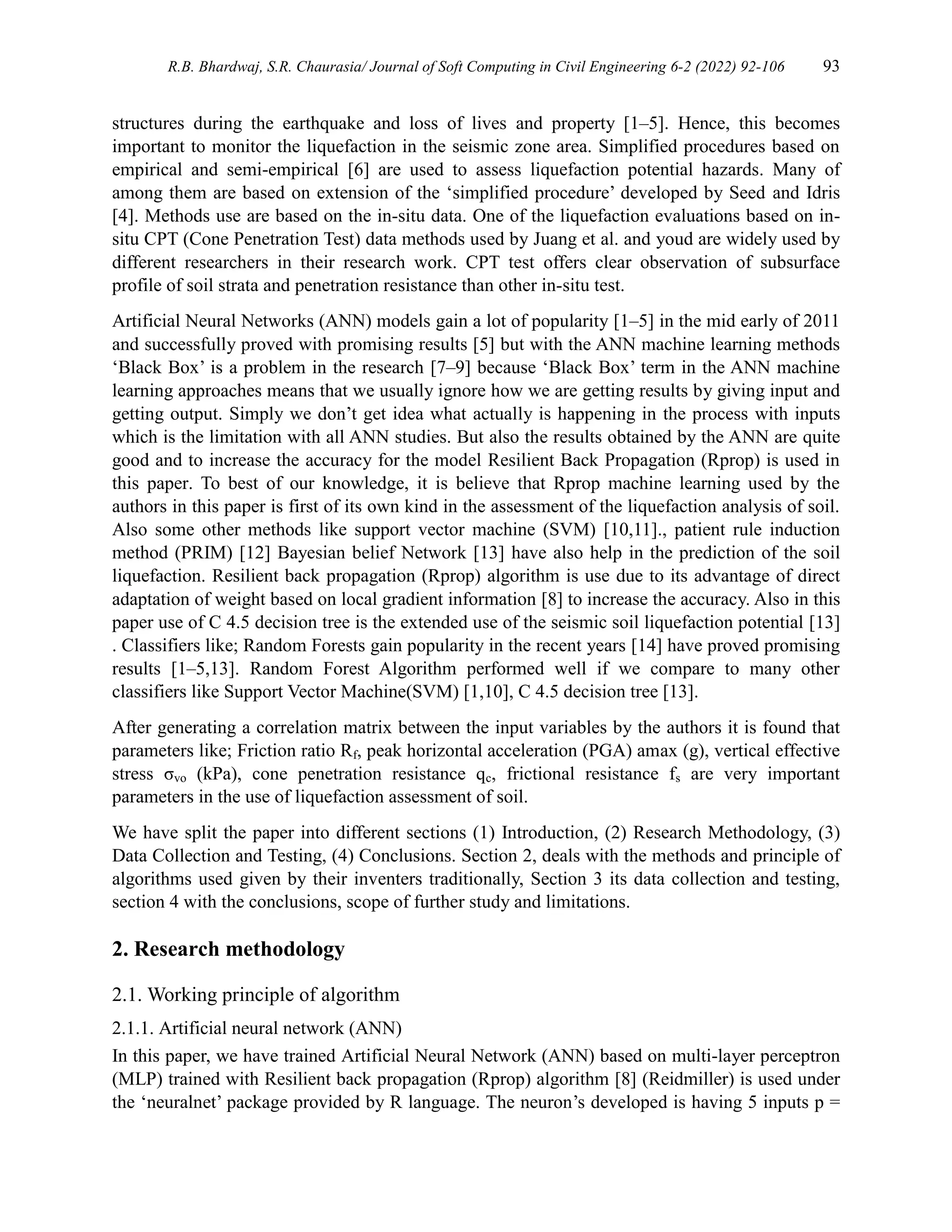 Use of ANN, C4.5 and Random Forest Algorithm in the Evaluation of Seismic Soil Liquefaction | PDF