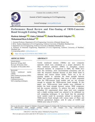 Performance Based Review and Fine-Tuning of TRM-Concrete Bond Strength ...