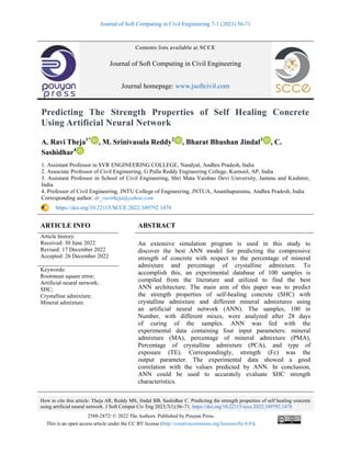 Predicting The Strength Properties of Self Healing Concrete Using Artificial Neural Network | PDF