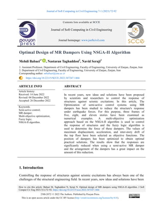 Optimal Design of MR Dampers Using NSGA-II Algorithm | PDF
