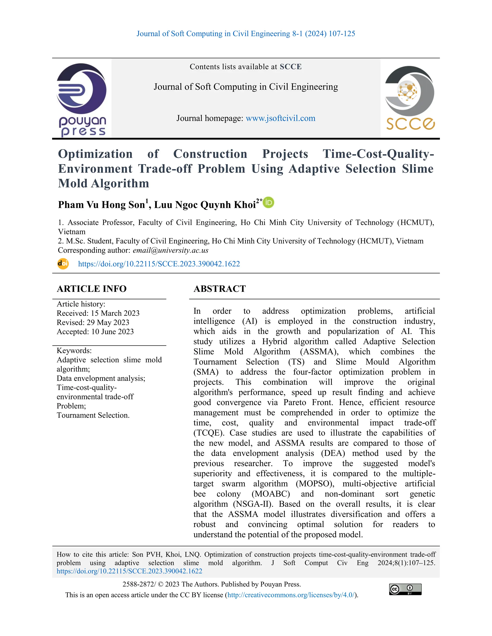 Optimization of Construction Projects Time-Cost-Quality-Environment ...