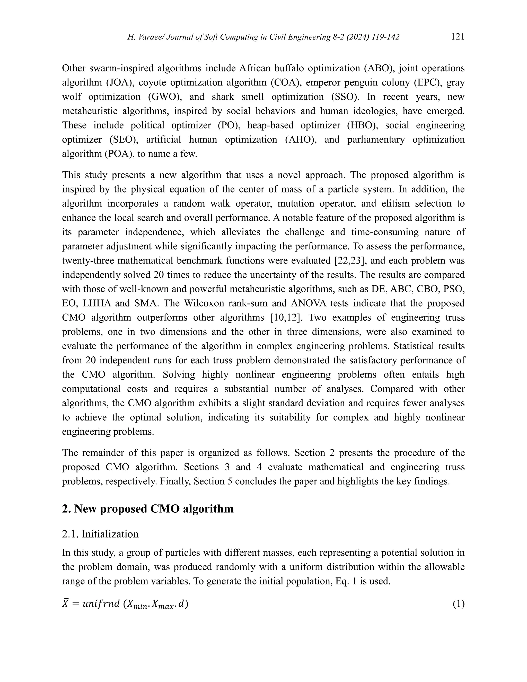 A Novel Center of Mass Optimization (CMO) Algorithm for Truss Design ...