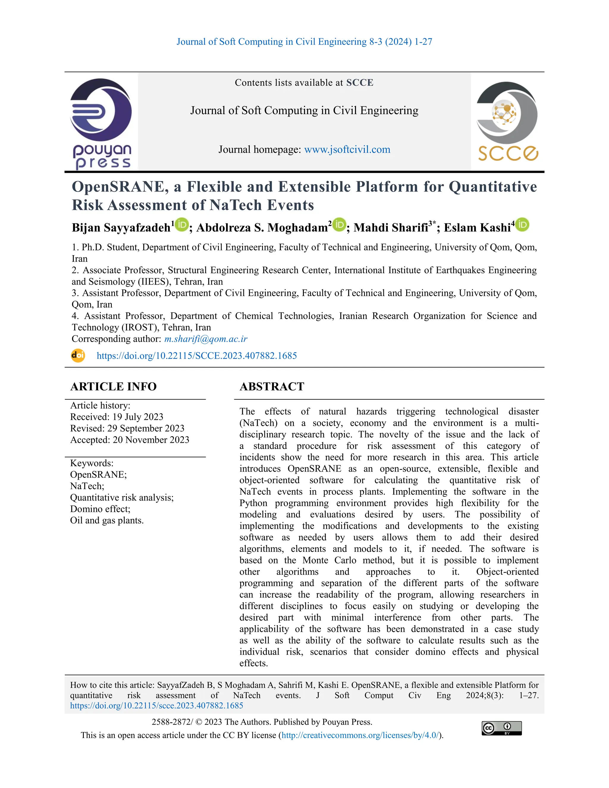 OpenSRANE, a Flexible and Extensible Platform for Quantitative Risk ...