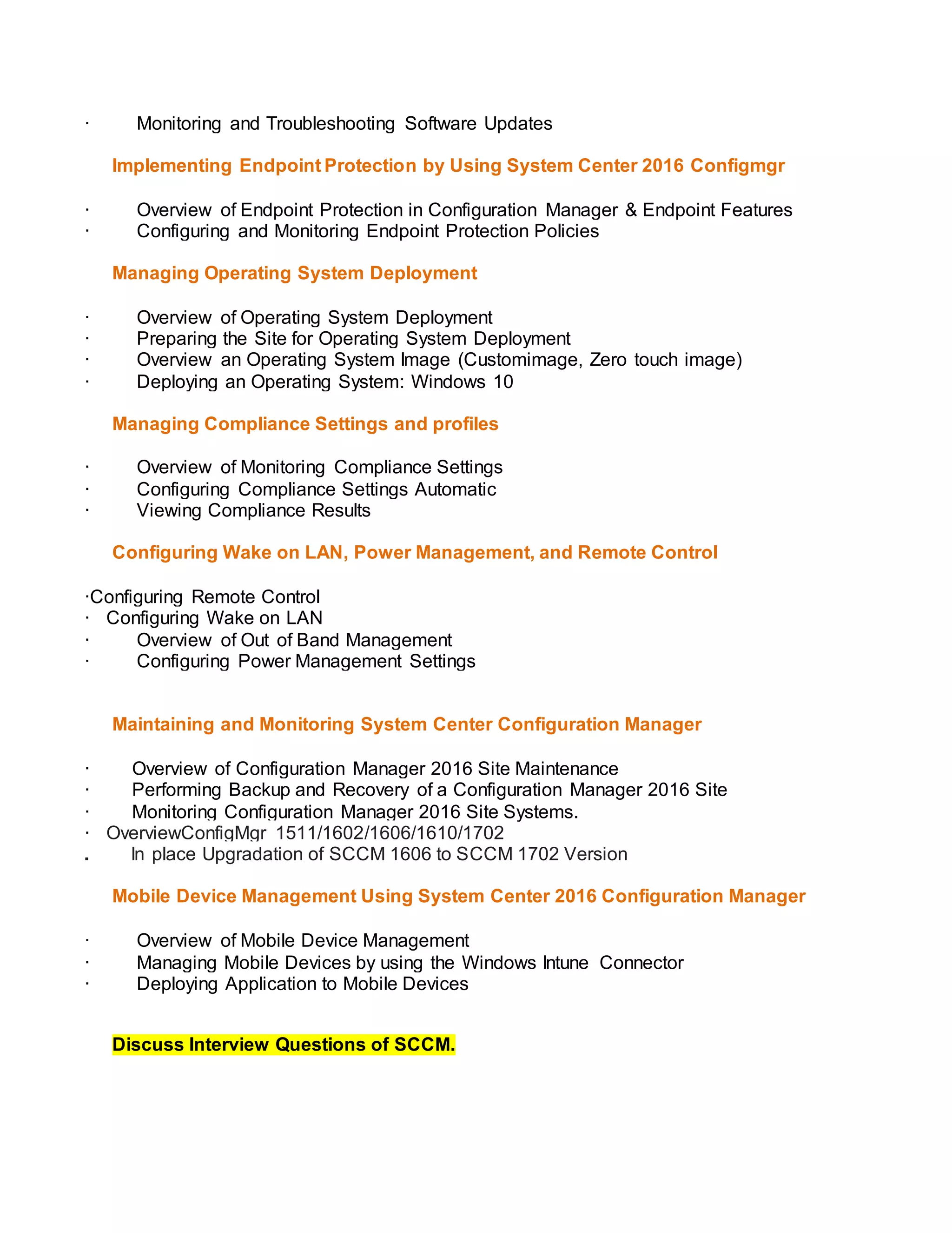 Sccm 2016 training | DOCX